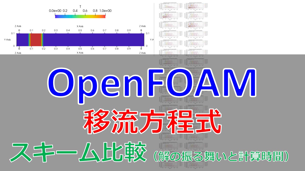 【OpenFOAM】移流方程式で色々な離散化スキーム(解の振る舞いと計算時間)｜宇宙に入ったカマキリ