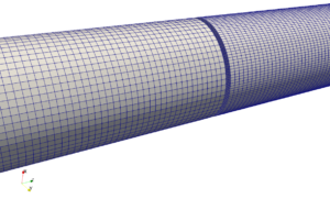 【OpenFOAM(cyclicAMI)】異なるメッシュの境界で円筒内の流れ｜宇宙に入ったカマキリ